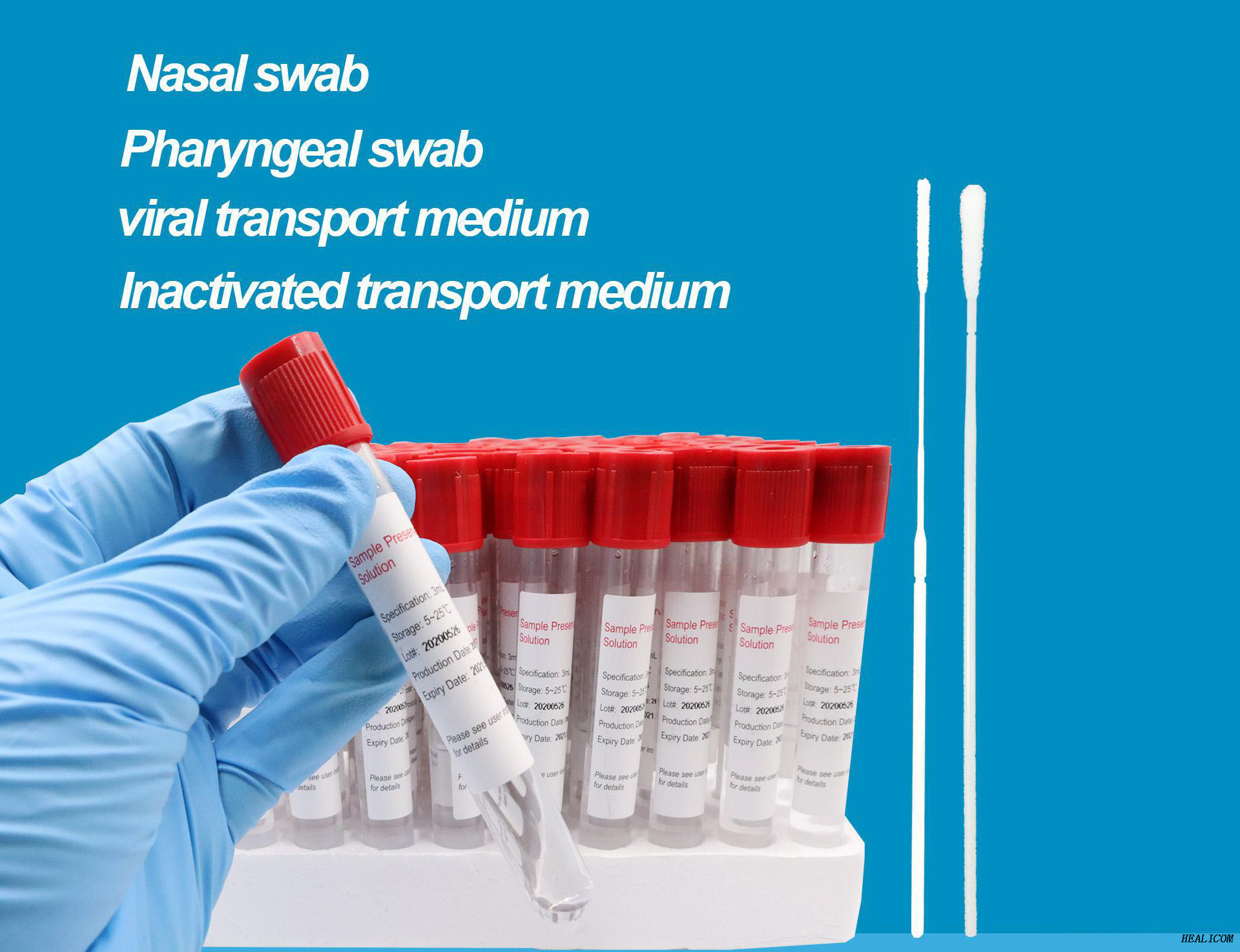 การสุ่มตัวอย่างไวรัสที่ใช้แล้วทิ้ง Swab Kits ไวรัส UTM Universal ...